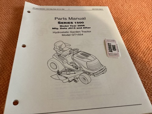 CUB CADET GT1554 ILLUSTRATED PARTS LIST MANUAL (1) Used | eBay