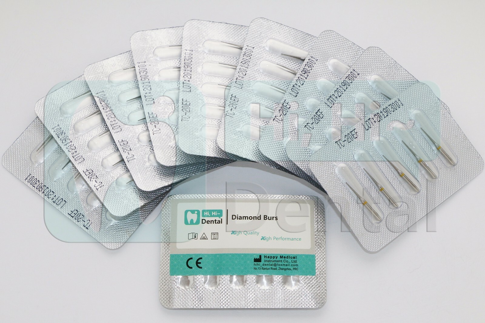 50Pcs Dental Diamond Burs FG Needle Taper TC-20EF Extra Fine Grit High ...