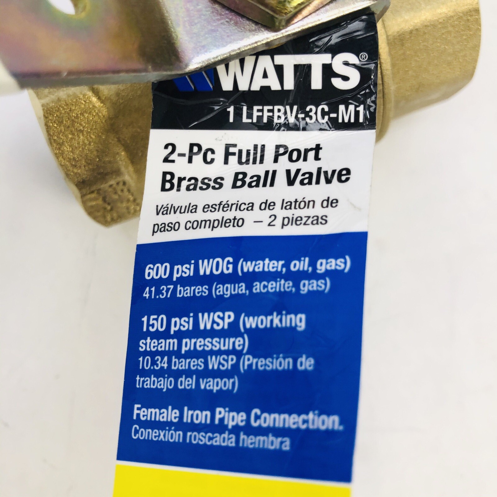 WATTS® 1" LFFBV-3C-M1 2-PC FULL PORT BRASS BALL VALVE - 600 PSI WOG ...