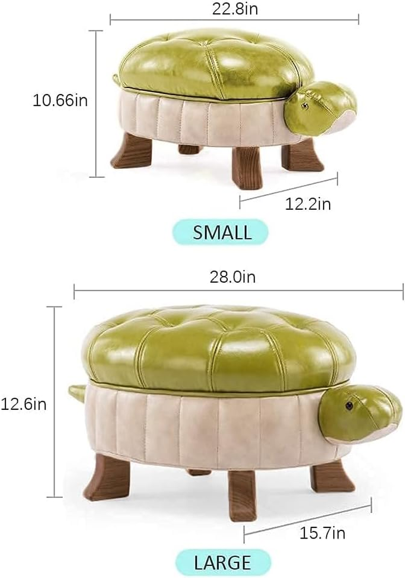 Animal Footstool Turtle Upholstered Ottoman PU Leather Pouf Wood Foot ...