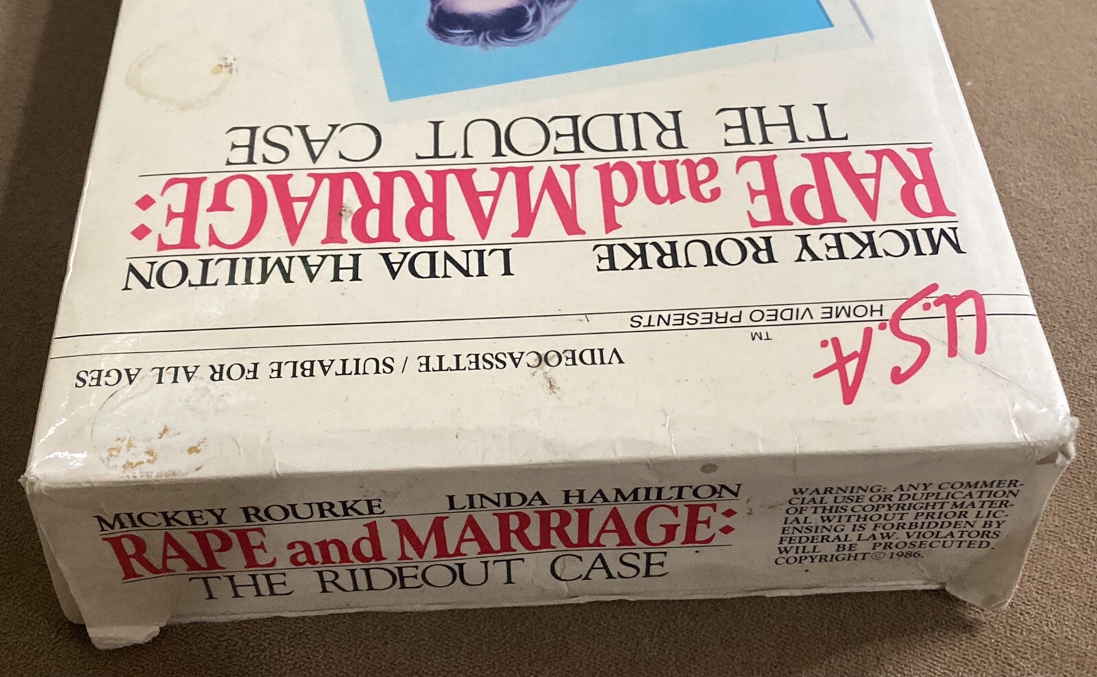 Rape and Marriage: The Rideout Case VHS Mickey Rourke, Linda Hamilton ...