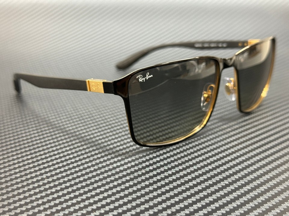 RAY BAN RB3721 187 11 Black Gold Grey Gradient Unisex 59 mm Sunglasses ...