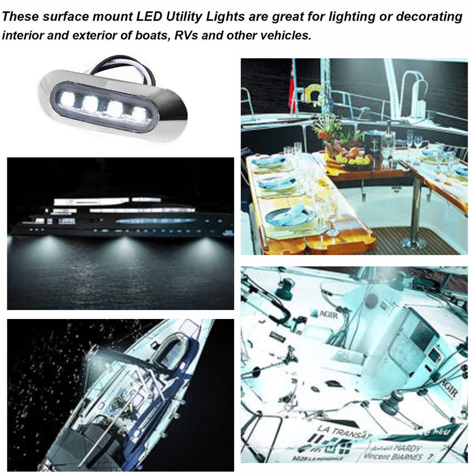 4x Marine Boat LED Deck Courtesy Lights Stern Transom Light White ...