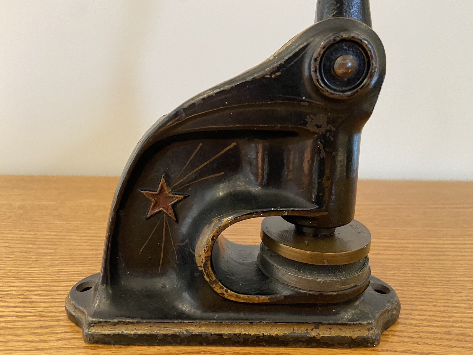 Antique Cast Iron Lever Press Notary Seal Stamp Embosser | eBay