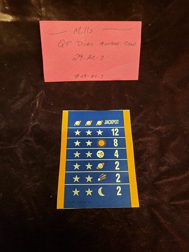REPRODUCTION MILLS QT DIAL ANTIQUE SLOT MACHINE REPRO DIAL AWARD CARD ...