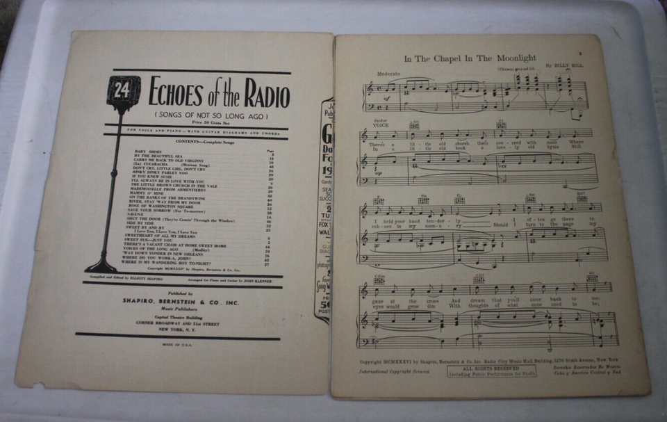 Vintage classical sheet music for piano 1936 "In The Chapel In The ...