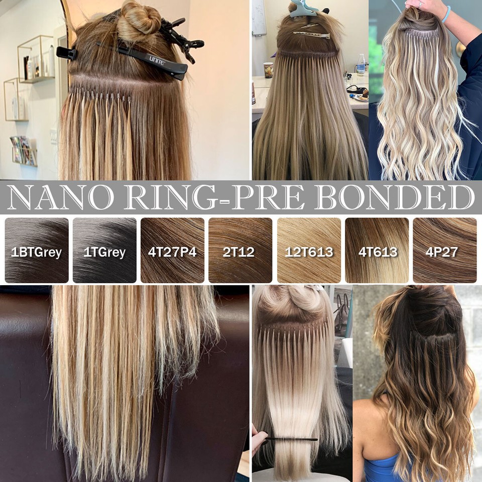 1G Nano Ring Beads Russian 100% Remy Human Hair Extensions Micro Loop ...