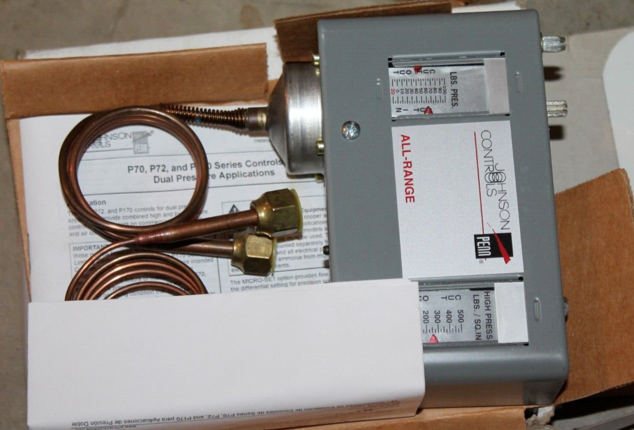 Johnson Controls P70LB-1C Dual Pressure Control W/ 36” Cap Tubes | eBay