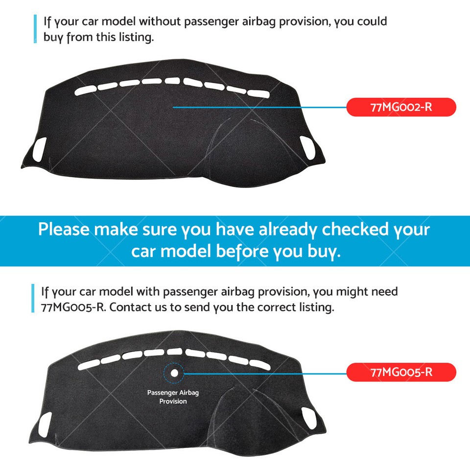 Dash Mat for MG MG3 Excite CORE Hatchback 5 Door 2018-2021 MY18 Black ...