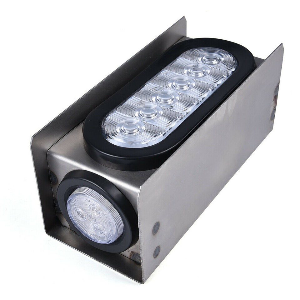 2x Fit For Truck LED Trailer Steel Box Kit W/ 6" Oval Tail Light 2 ...