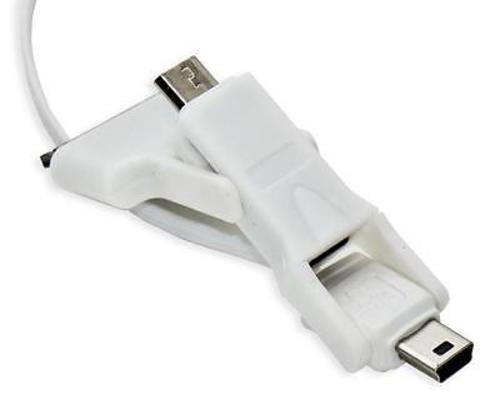 28" USB Interchangeable 3-In-1 Retractable Cable w/ Micro-B Mini-B & 30 ...