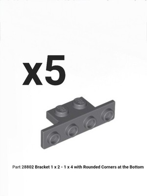 LEGO 28802 x5 DARK BLUISH GRAY Bracket 1 x 2 - 1 x 4 with Rounded ...