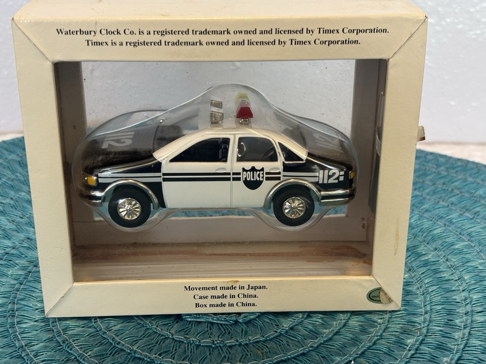Waterbury Quartz Die Cast Police Car Clock Vintage Original Box | eBay