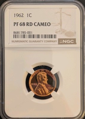 1962 P LINCOLN MEMORIAL PENNY NGC-CERTIFIED PF68 CAMEO 😲 1¢ Almost ...