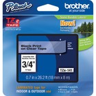 Brother TZ141 18mm black print on clear tape Ptouch TZ label PT 2030 ...