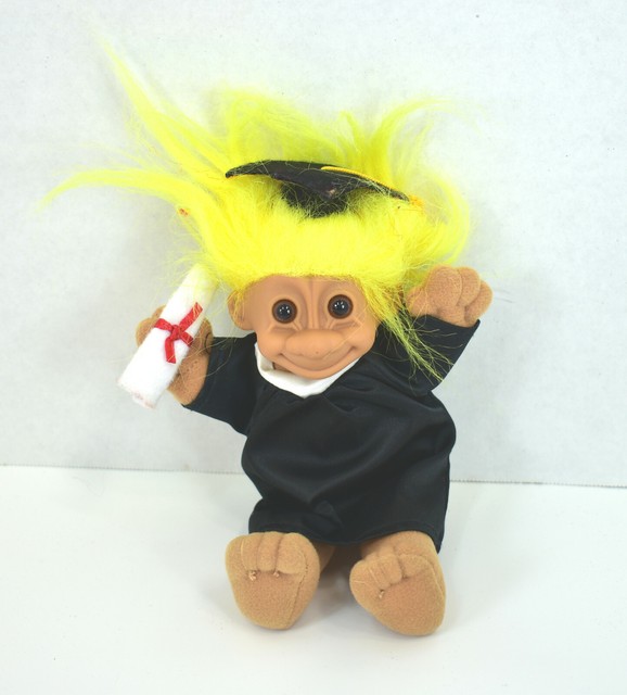 Russ Troll Doll Graduation Congratulations Black Robe Yellow Hair ...
