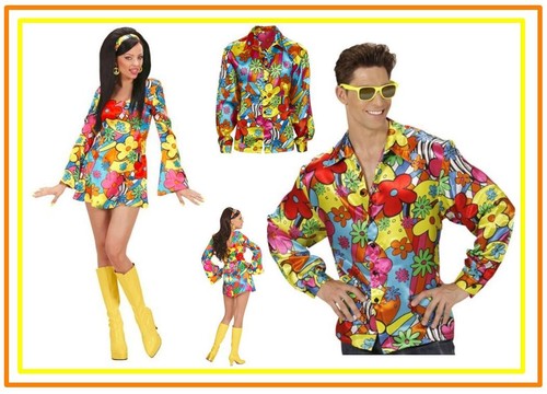 60er / 70er Jahre Flower Power Blümchenhemd Hippie Hemd Kleid ...