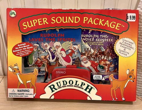Vintage Rudolph Cassette Player Tape, Books Gift Set Super Sound 1998 ...