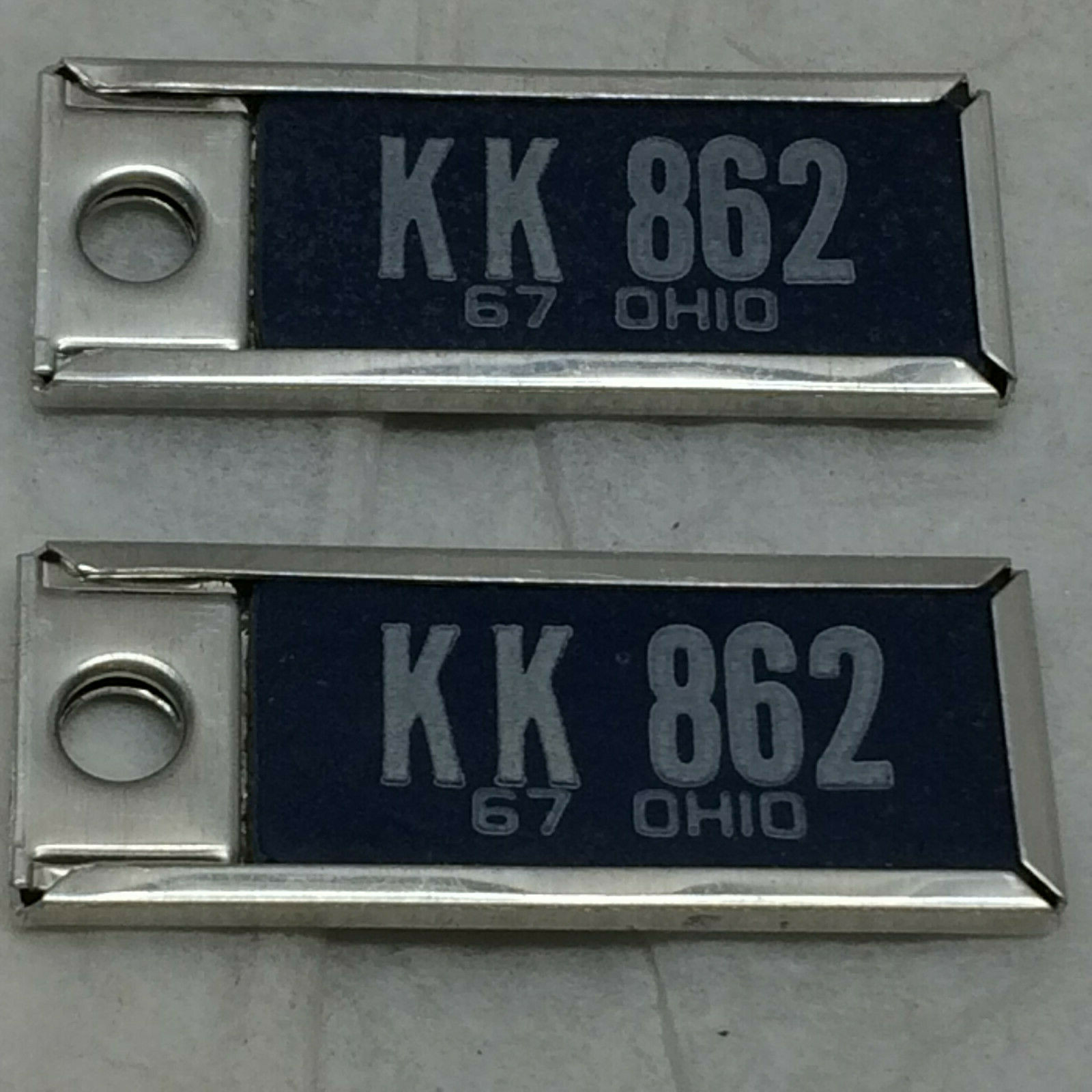2 Vintage Matching 1967 Key Chain License Plate Tag Ohio DAV | eBay