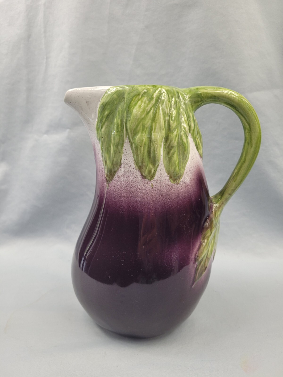 Vtg Mancer Pottery Italian Majolica Ceramic Eggplant Pitcher Hand ...