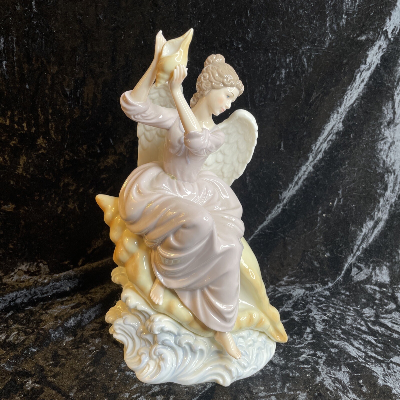 Porcelain O'Well Angel Sitting On Conch Seashell Statue Figurine | eBay