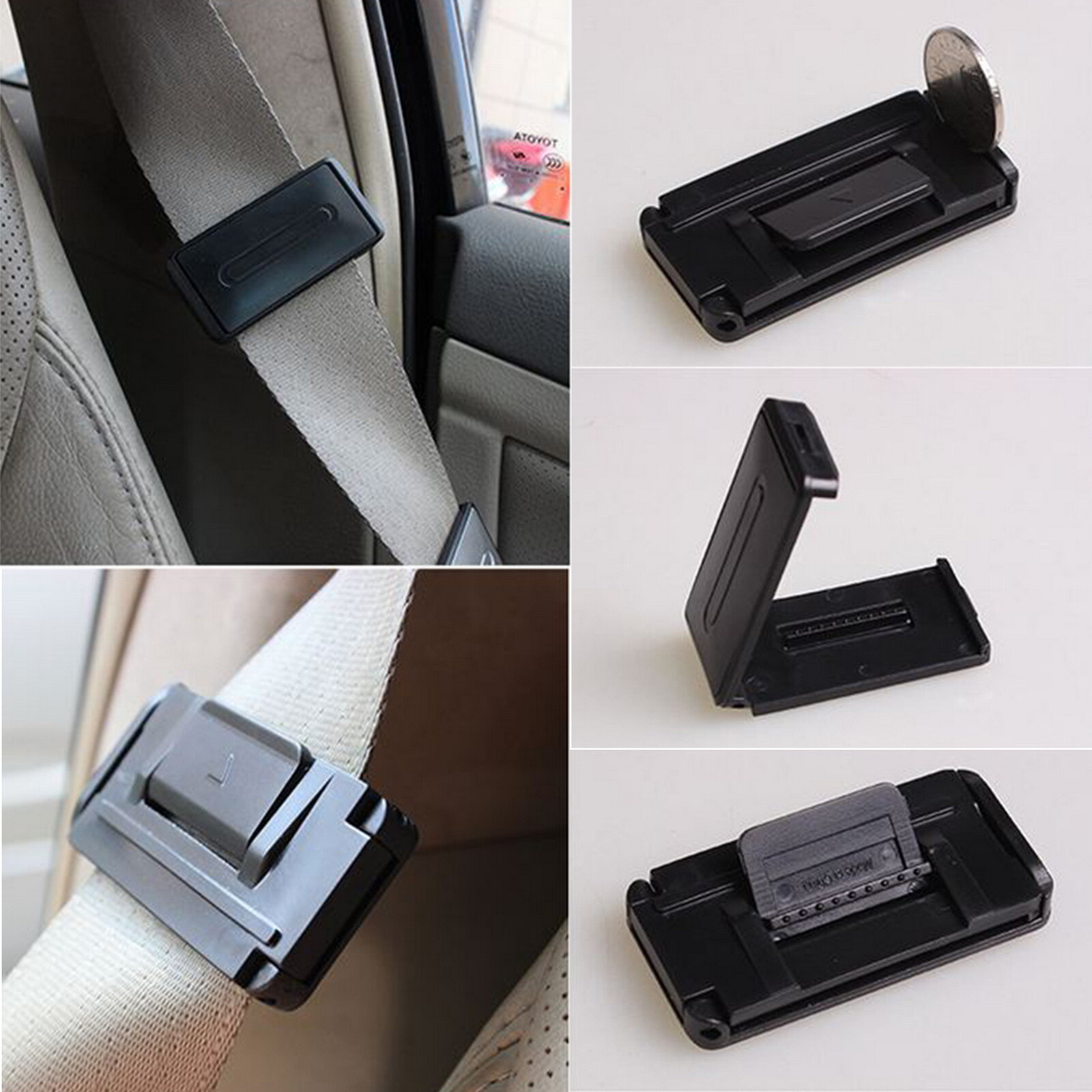 2x Car Seat Belt Clip Buckle Shoulder Tension Adjuster Clamp Auto ...