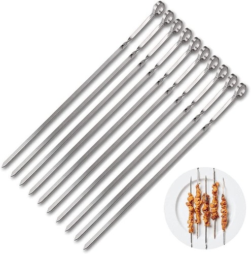 Metal BBQ Barbecue Kebab Food Meat Vegetable Grill Sticks Skewers ...