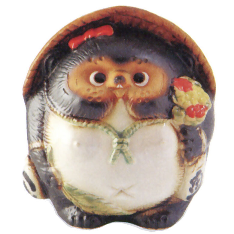 Tanuki Shigaraki yaki ware Japanese Chinese Racoon Dog Roundish ...