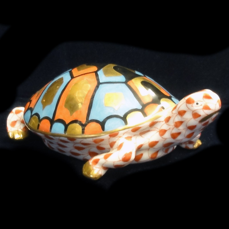 TURTLE by Herend Rust Fishnet 4.5" long NEW NEVER SOLD made in Hungary ...