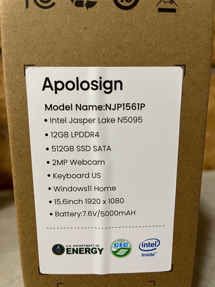 Apolosign NJP1561P Space Grey 15.6 Inch Display Windows 11 Home Laptop ...