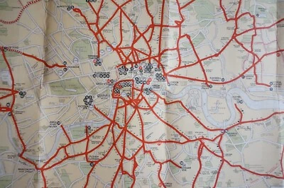 1929 Original LCC Trams Large Poster Map of | Grelly UK