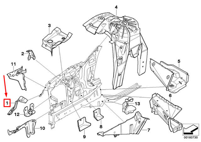 BMW OEM 06-10 550i Fender-bracket Right 41217111178 for sale online | eBay