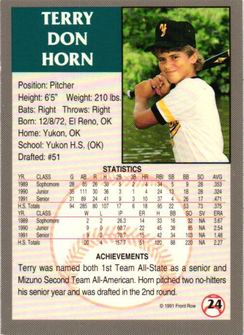 1991 Front Row Draft Picks #24 Terry Horn | eBay