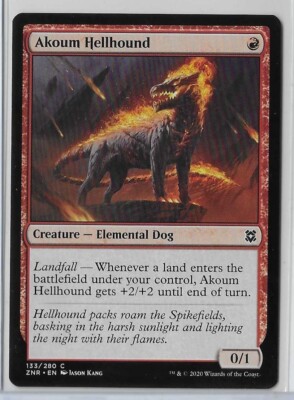 MTG Akoum Hellhound Zendikar Rising (ZNR) Common Magic Card #133/280 ...