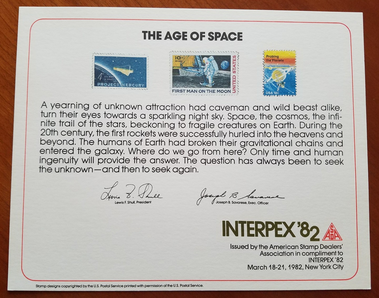 Lot of 5 ASDA/Interpex Souvenir Cards w/ Envelopes - '79, '80, '81, '82 ...