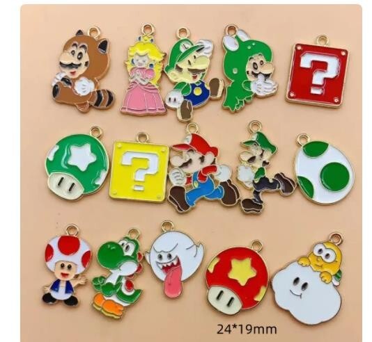 150 Pcs Anime Super Mario mix Charm earring necklace Pendants DIY ...