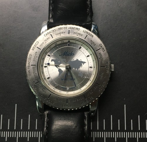 Mido World Timer 5200 Quartz Men's Watch With Leather Band | eBay