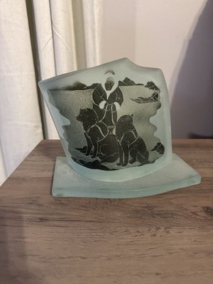 Siku signed native Inuit frosted etched art glass sculpture | eBay