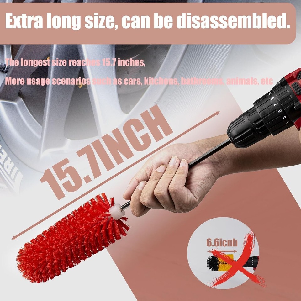 Wheel Brush Soft Drill Wheel Cleaner Brush Highly Dense and Durable Rim ...