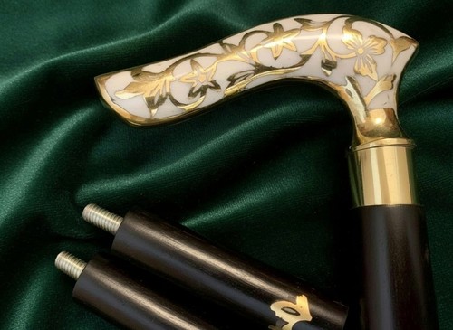 Vintage Style Ornate Walking Stick 3Section Collapse Cane with Brass ...