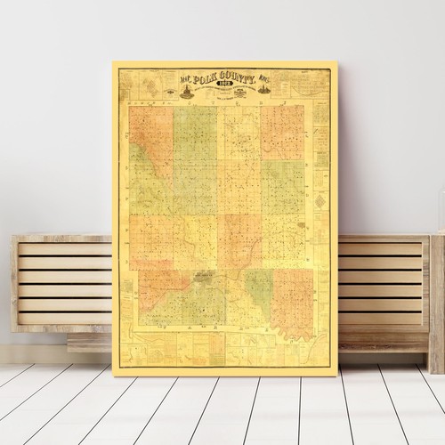 Old Map of Polk County, IA 1872 - Vintage Iowa Art | eBay