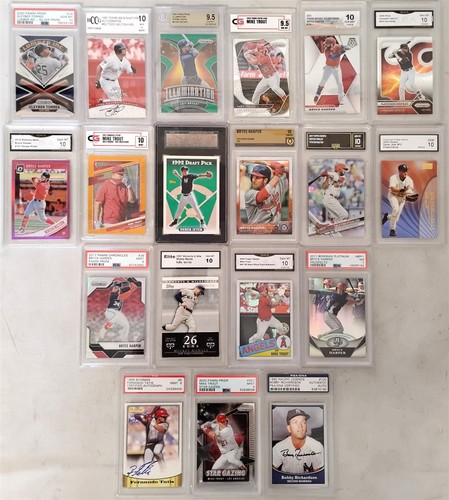 Baseball Trading Cards Lot of (19) GRADED Sports Cards Mantle Trout ...
