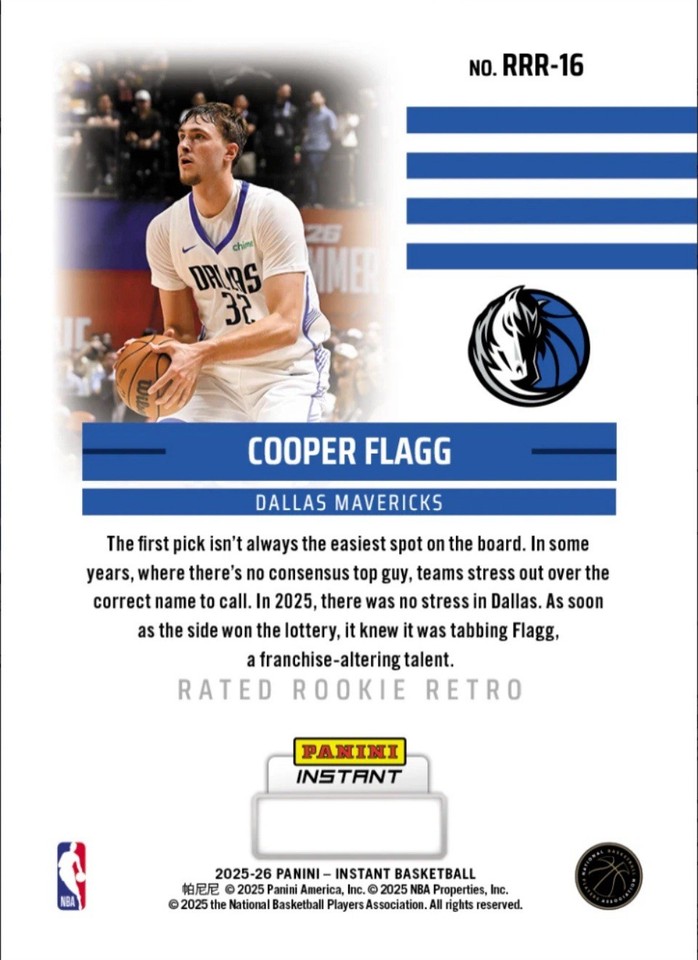 COOPER FLAGG - 2025-26 Panini Instant Rated Rookie Retro #RRR-16 | eBay UK
