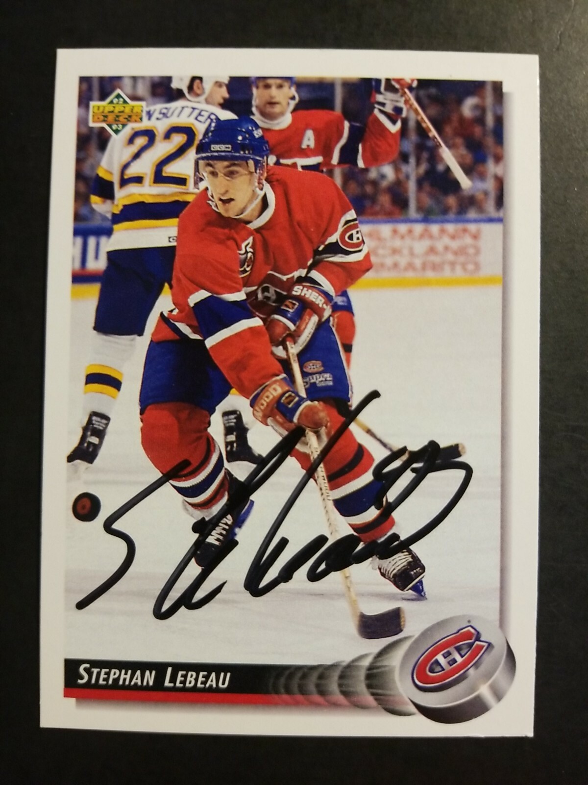 Stephan Lebeau Montreal Canadiens 1992 Upper Deck #213 Autographed ...