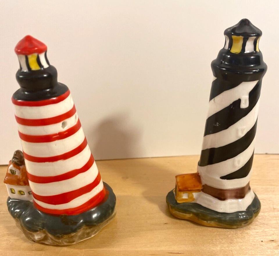 Lighthouse Salt & Pepper Shakers Ceramic Vintage Nautical Collectibles ...