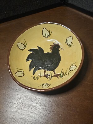 Red Oaks Pottery Pam Armhurst Redware Chicken & Eggs Design Shallow ...