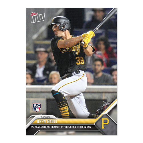 2023 MLB Topps NOW #201 Drew Maggi Pirates Rookie RC 1st Career Hit In ...
