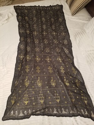Black Egyptian Assuit Golden metal / net tulle fabric Wrap Shawl Scarf ...
