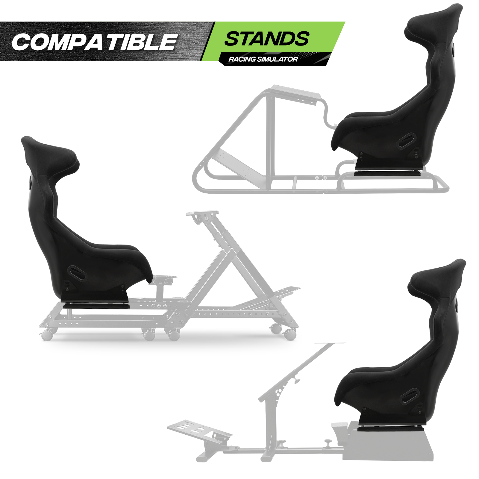 Racing Gaming Simulator Cockpit Ergonomics Bucket Seat w/Adjustable ...
