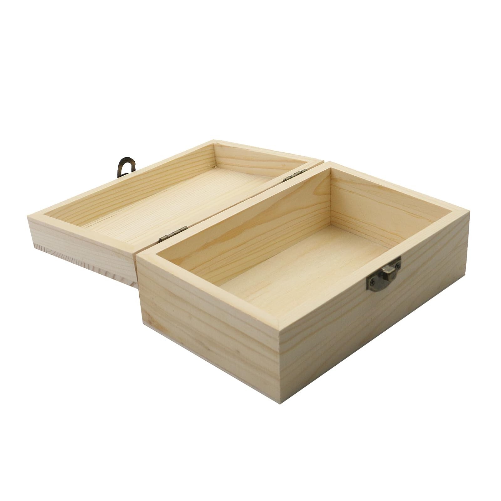 Cuboid 5.86"x3.9" Unfinished Wooden Box Natural Pine Wood DIY Craft ...